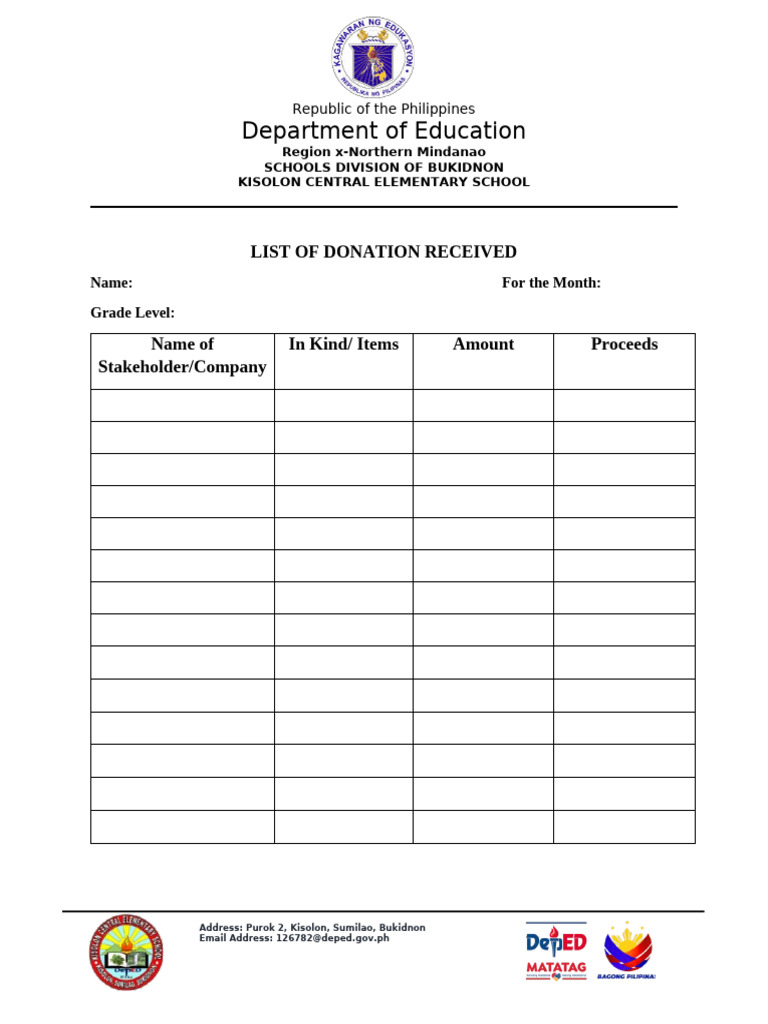 List of Donation Format | PDF
