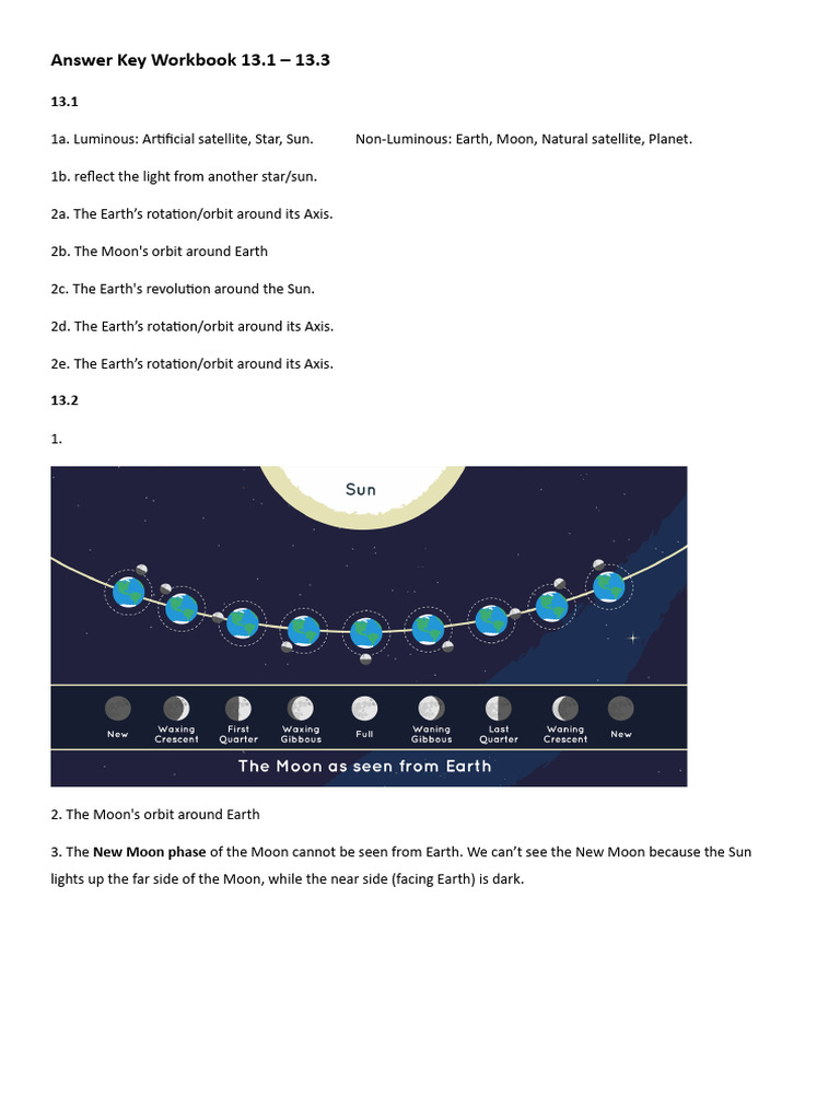 Astronomy Answer Key: Workbook 13.1-13.3 | PDF