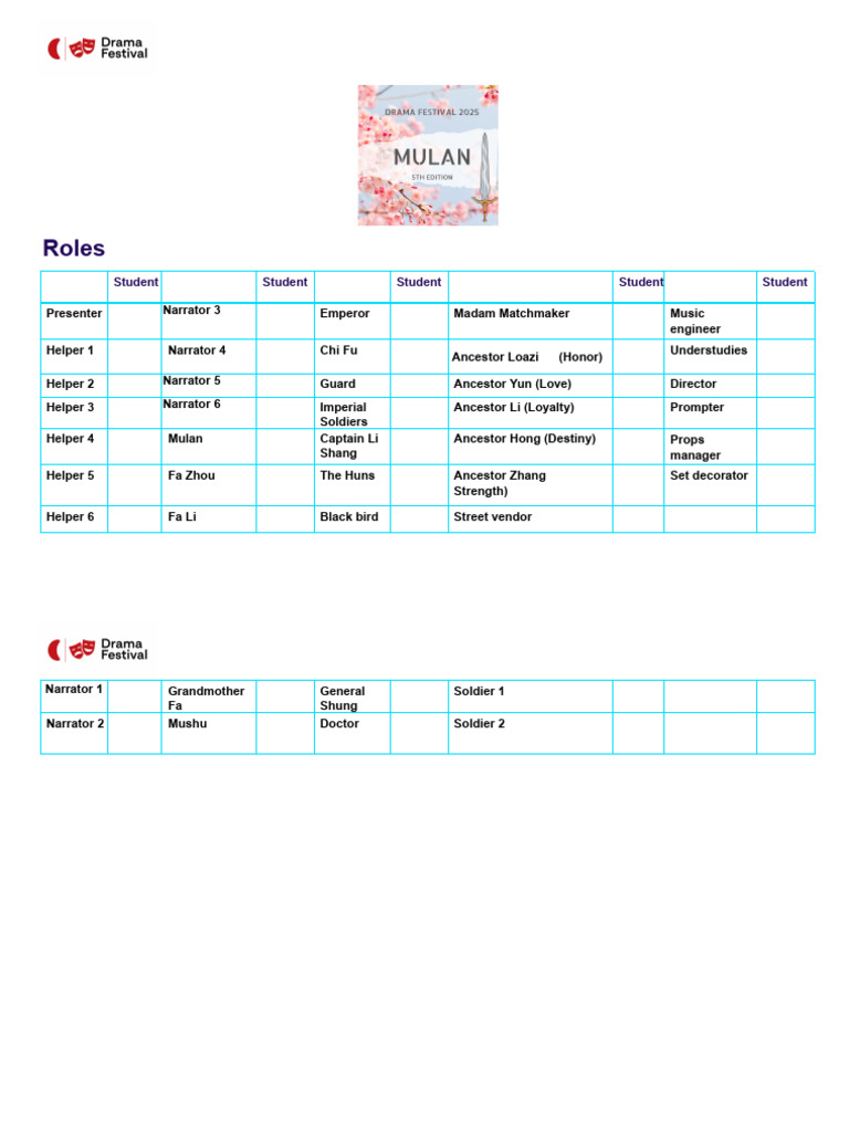 Mulan Play Script Overview | PDF