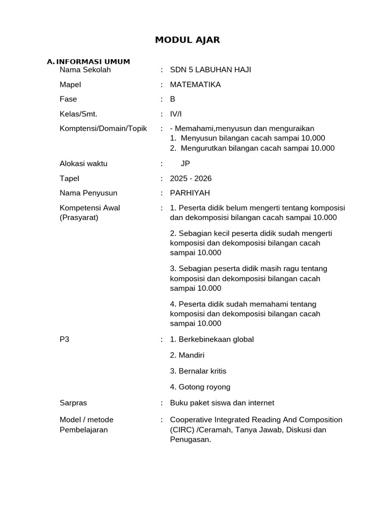 Modar Mtk Komposisi Dan Dekomposisi | PDF