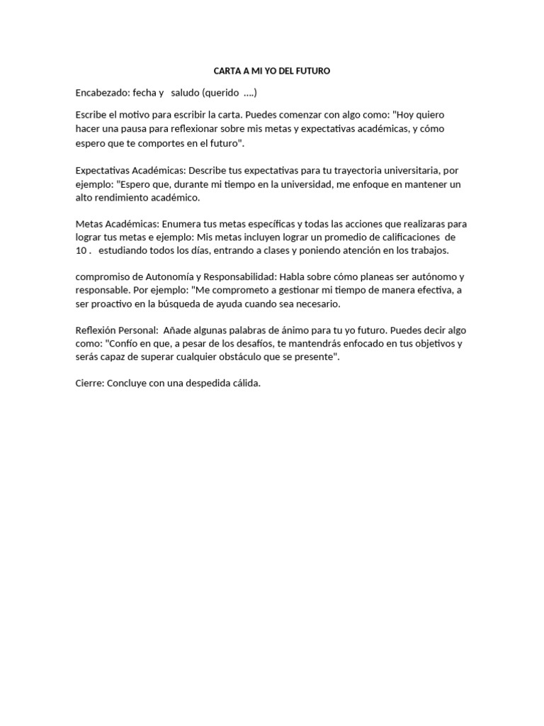 Carta Reflexiva a Mi Yo Futuro | PDF