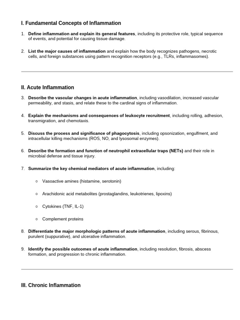 (Pathology) (Robbins & Cotran Notes) (CH 3) Inflammation and Repair ...