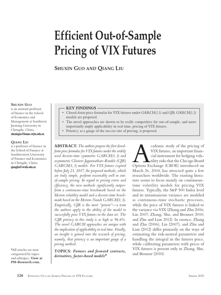 Efficient Out-of-Sample Pricing | PDF | Vix | Futures Contract