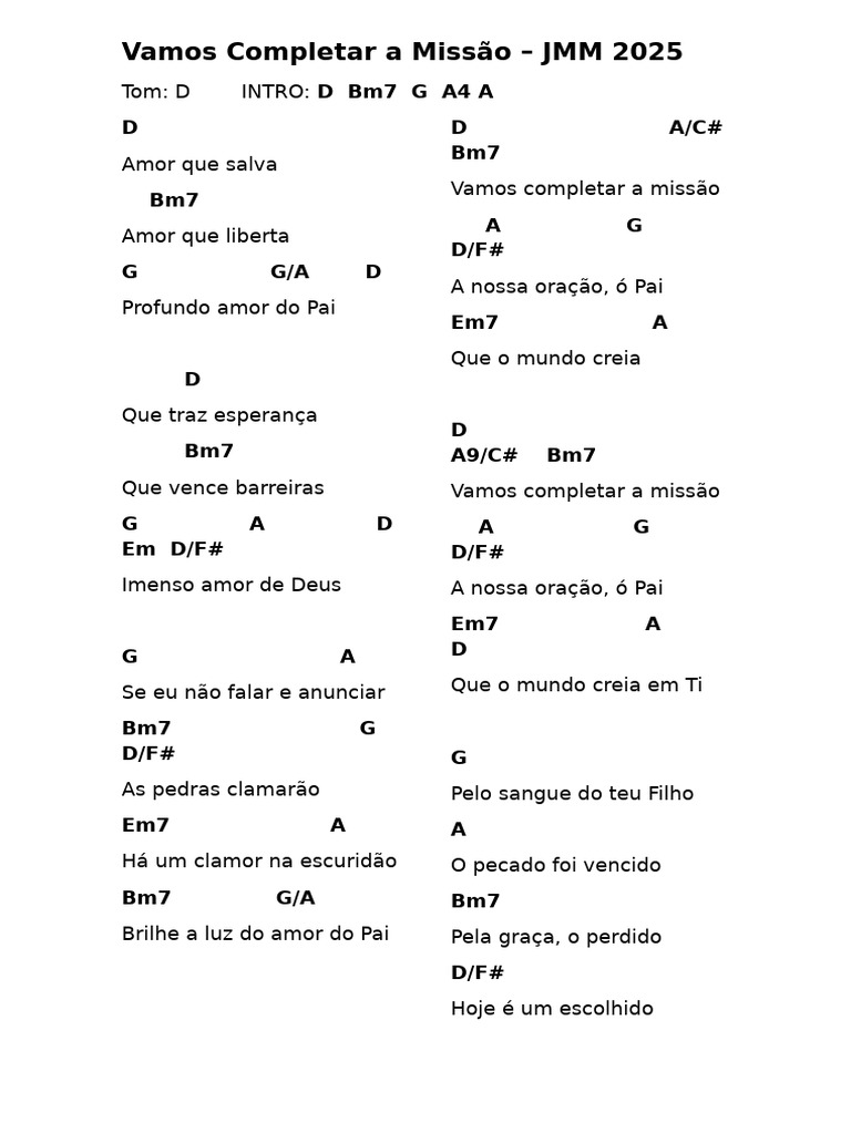 Vamos Completar a Missão - D - JMM 2025 | PDF