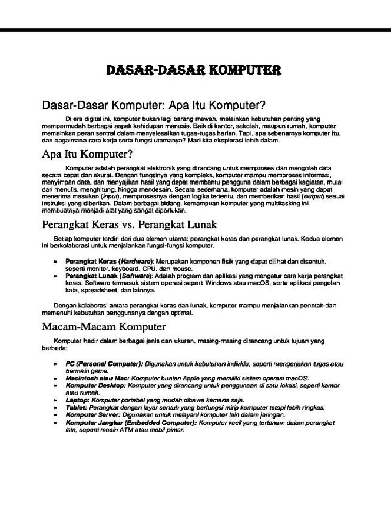 Dasar Dasar Komputer | PDF