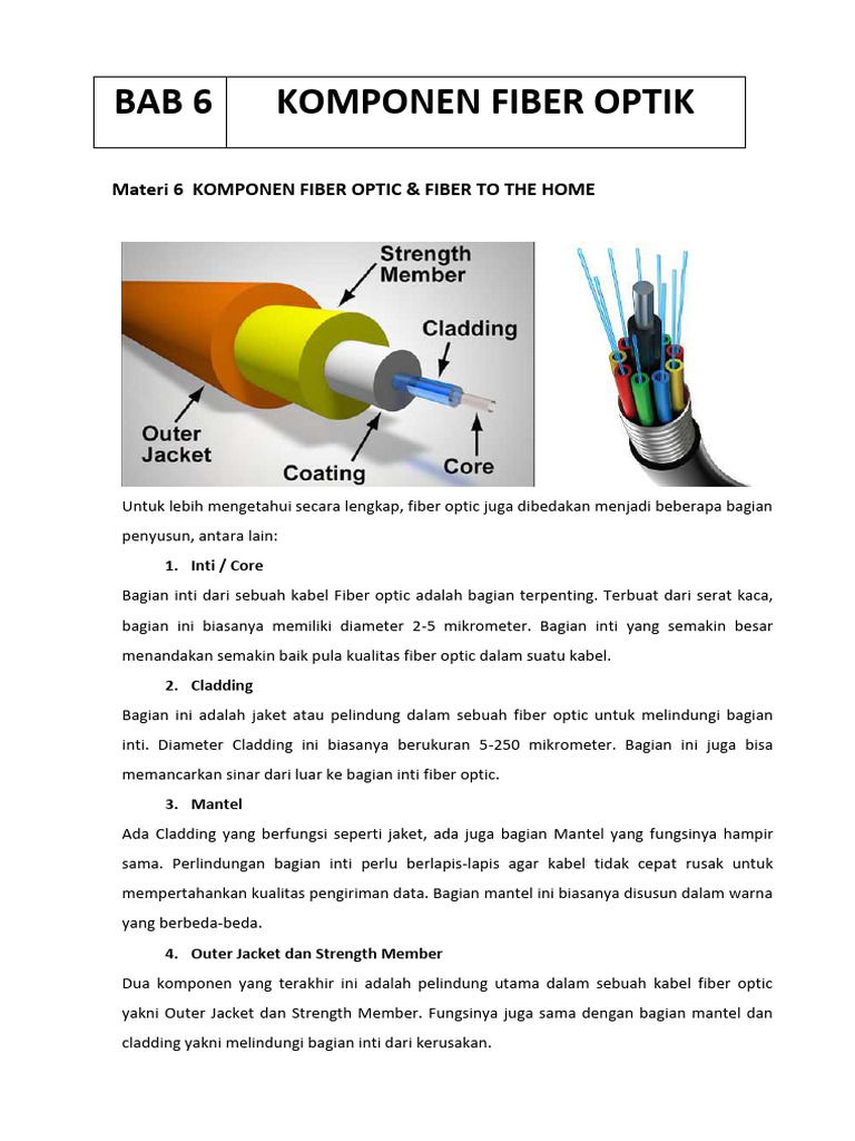 Materi 6-Komponen Fiber Optic & Fiber To The Home | PDF