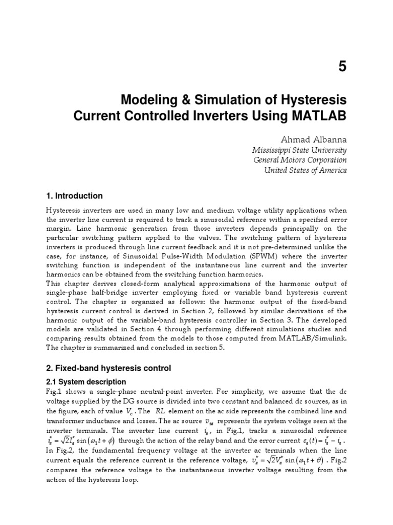 Modeling & Simulation of Hysteresis Current Controlled Inverters Using MATLAB | PDF | Power ...