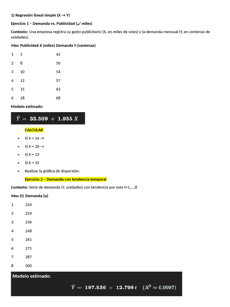 Casos Sobre Regresión Lineal Sin Resolver | PDF