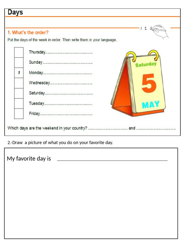 Worksheet Days of The Week | PDF