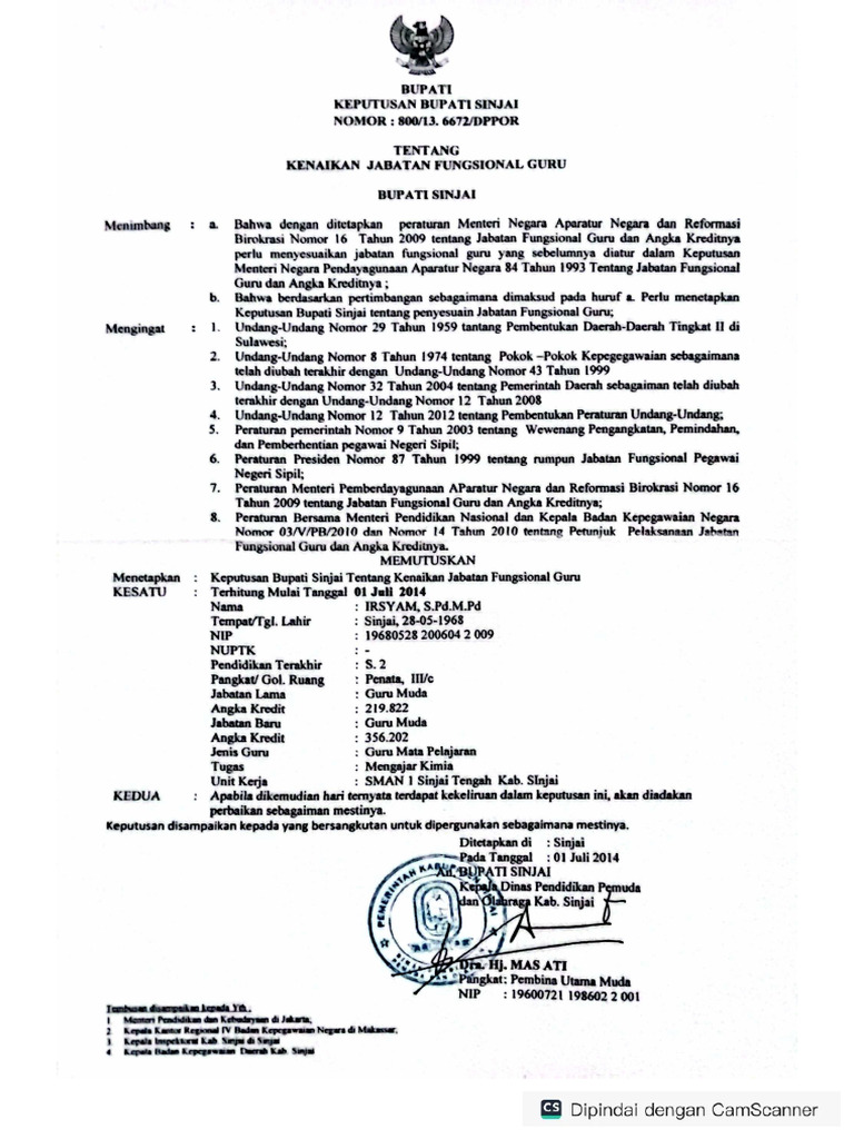 SK Jabatan Fungsional Akhir | PDF