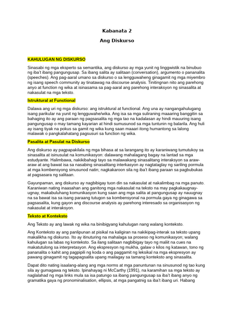 Ang Diskurso | PDF