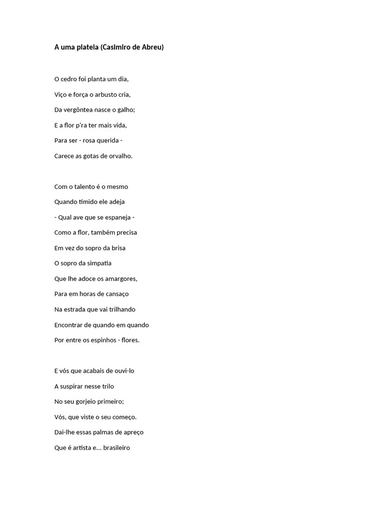 Reflexões sobre "A uma plateia" | PDF | Romantismo