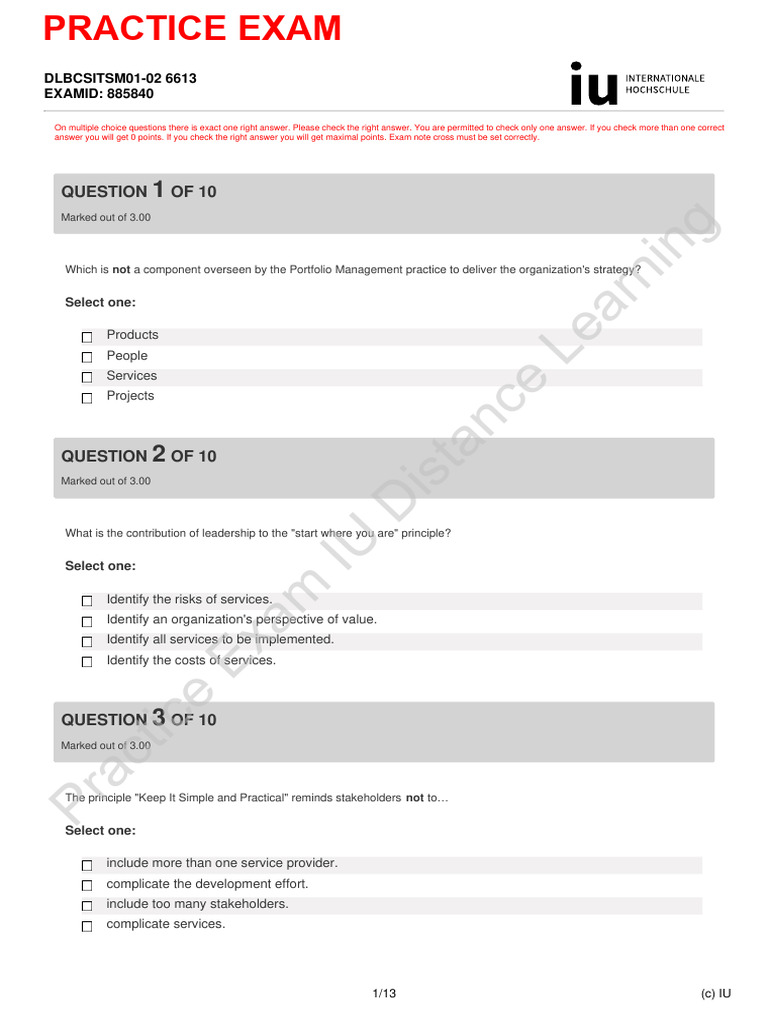 Portfolio Management Practice Exam | PDF | Business