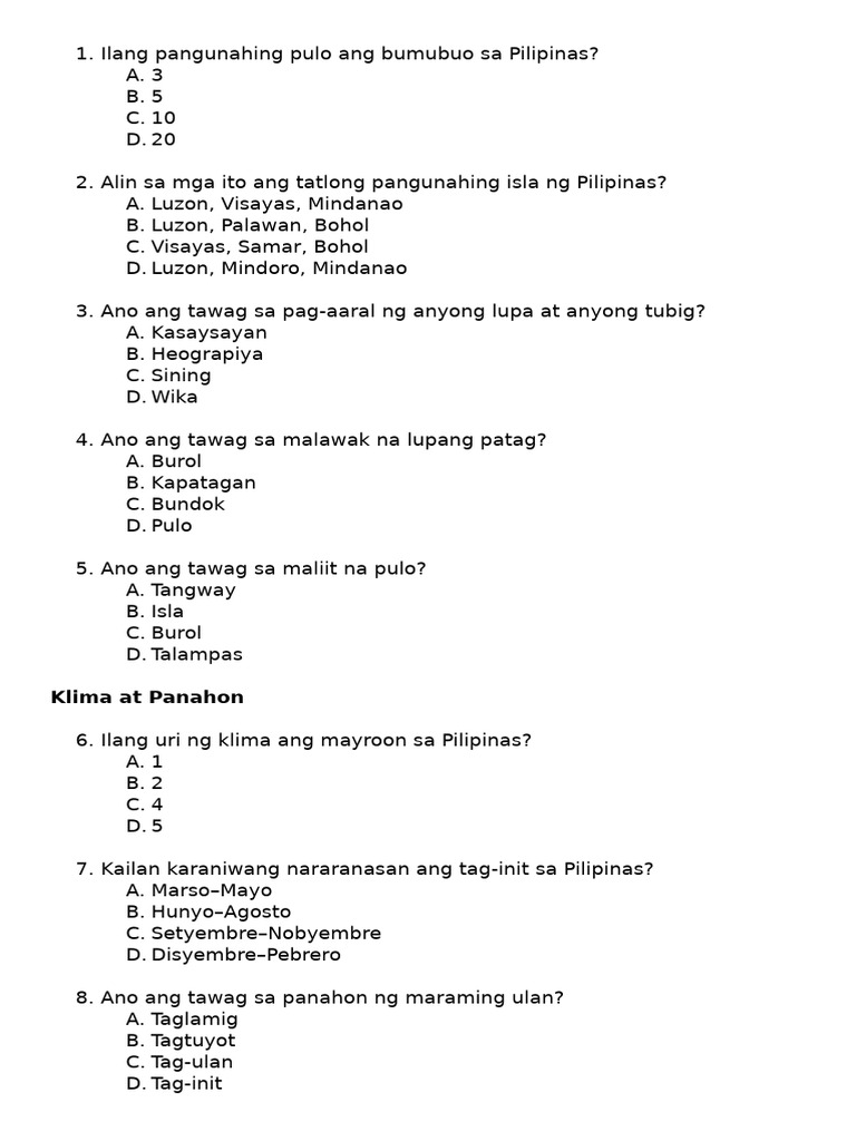 Ilang Pangunahing Pulo Ang Bumubuo Sa Pilipinas | PDF