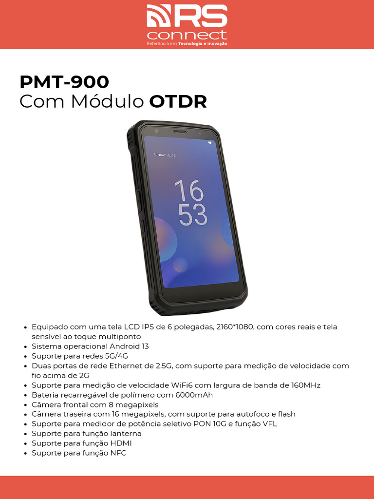 FTTH Service PDA PMT-900 Modulo Datasheet | PDF | Rede de computadores ...