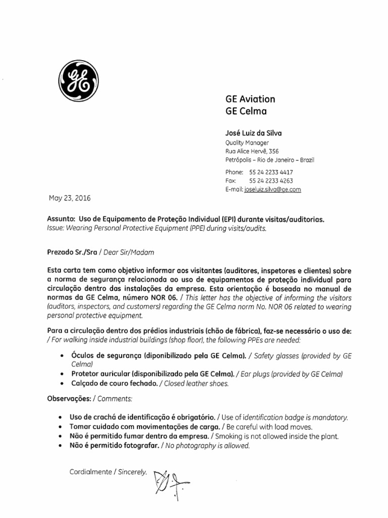 Letter_Personal Protective Equipment (PPE) During Visits | PDF