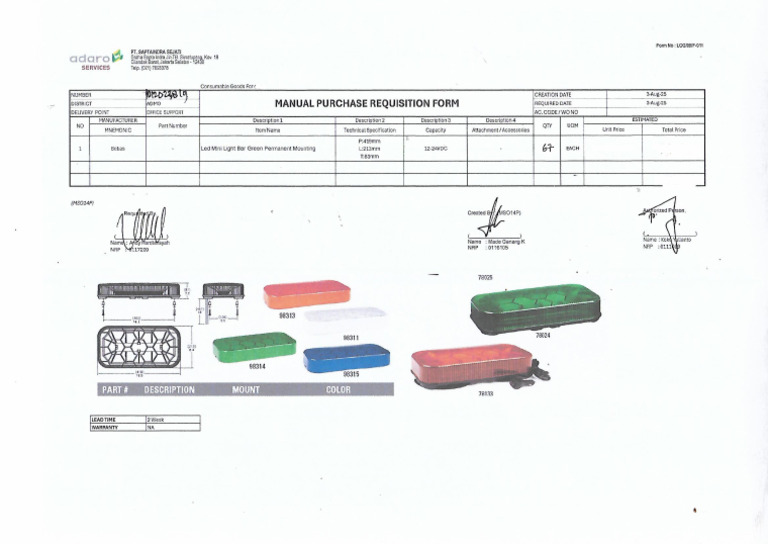 Psu - Led Mini Light Bar Green Permanent Mounting PR 1012023819 | PDF