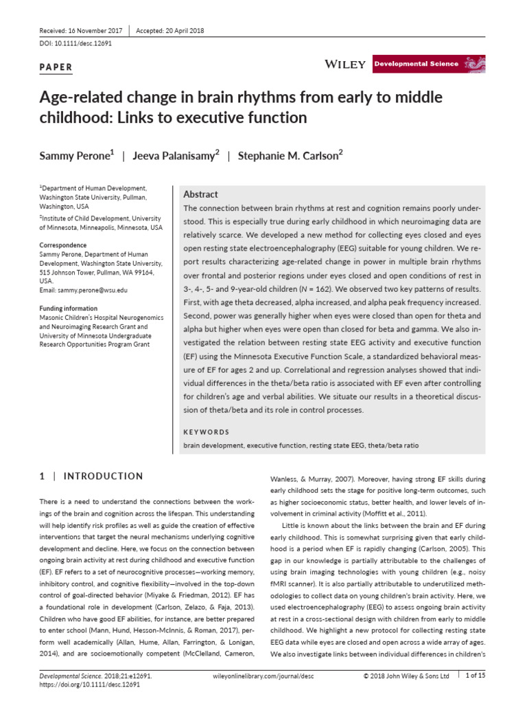 Age-Related Change in Brain Rhythms From Early To Middle EF | PDF ...