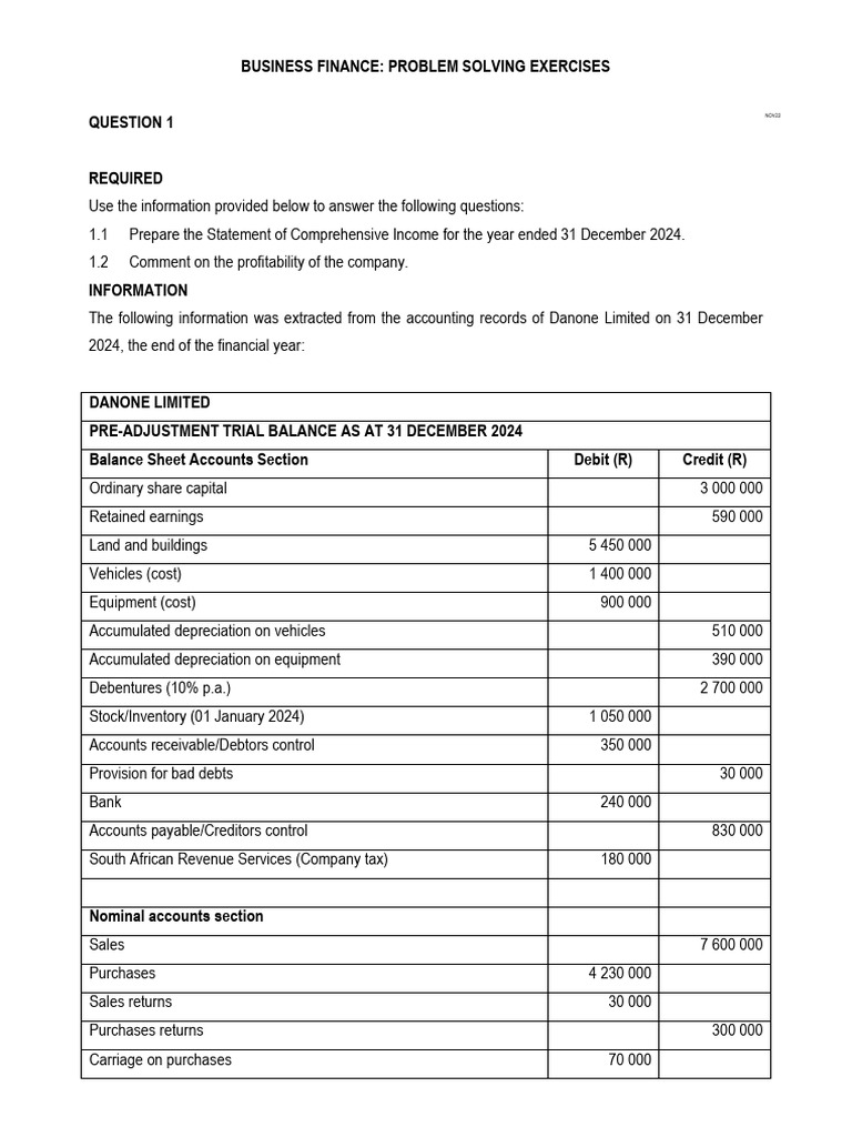Busfin Problem Solving Exercises | PDF | Expense | Debits And Credits