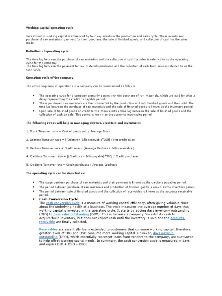 Working Capital Operating Cycle | PDF | Working Capital | Revenue