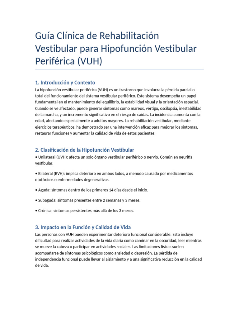 Rehabilitación Vestibular para VUH | PDF | Trastorno depresivo mayor ...