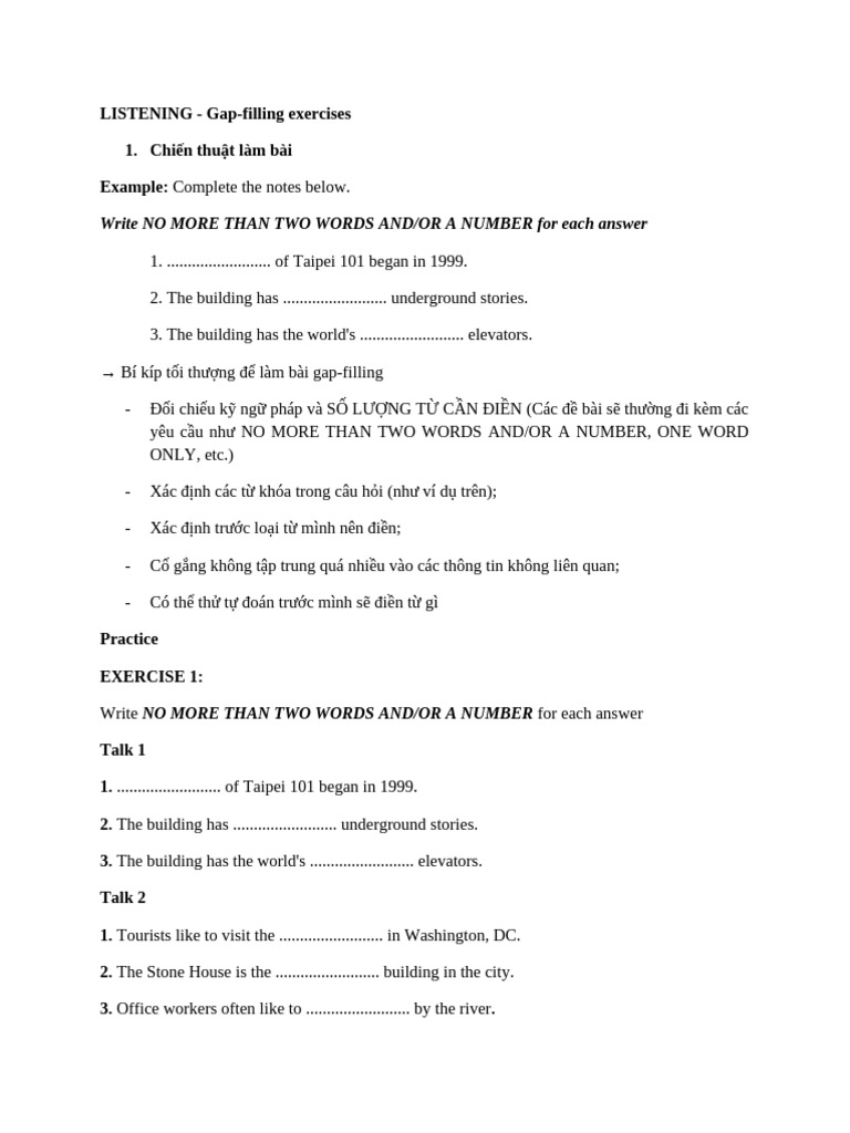 Listening Gap Filling | PDF