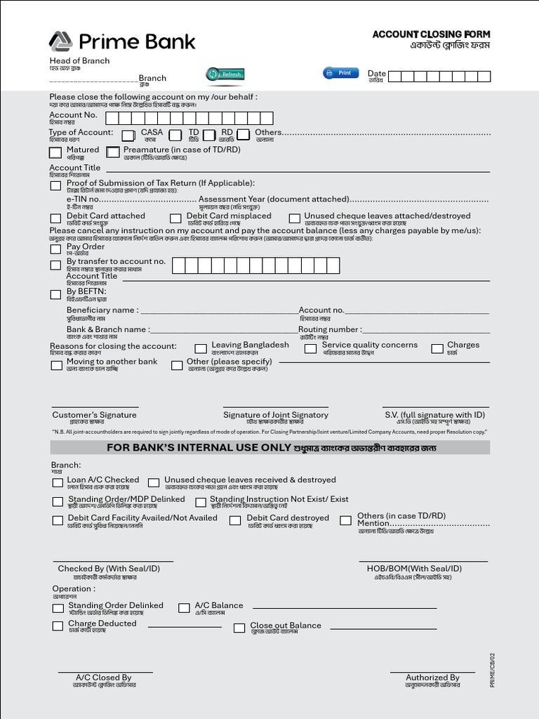Account Closure Request Form | PDF | Payments