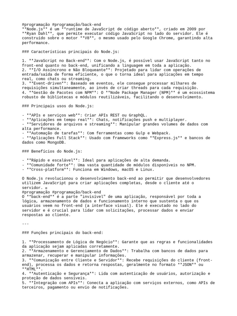 Node.js: O Poder do JavaScript no Back-end | PDF | Script Java | Modelo ...