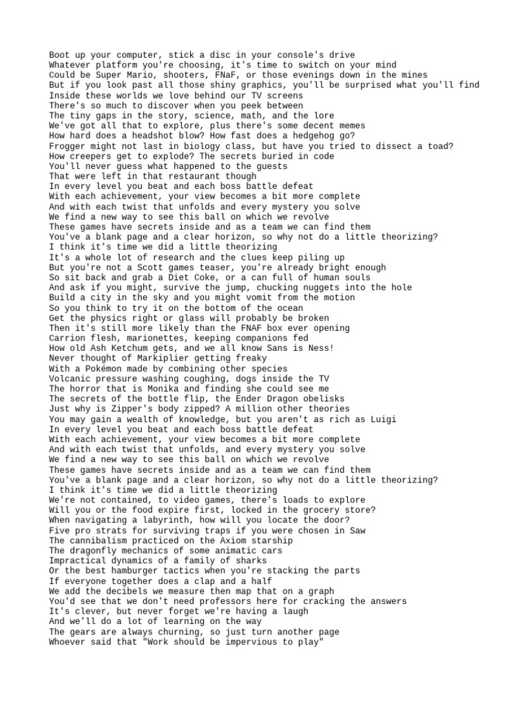 A LITTLE THEORIZING Lyrics | PDF