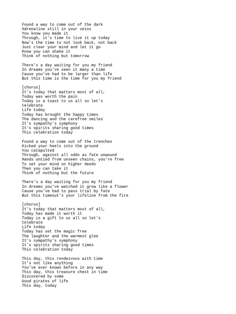 Today Lyrics | PDF