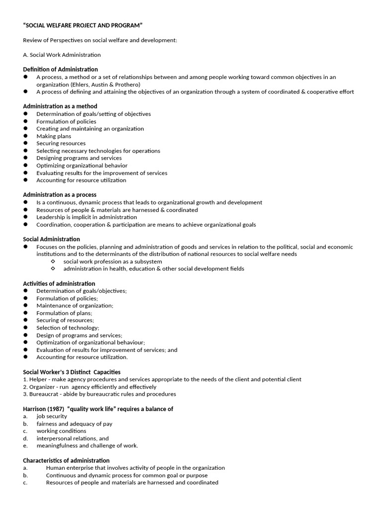 Social Welfare Project and Program | PDF | Leadership | Policy