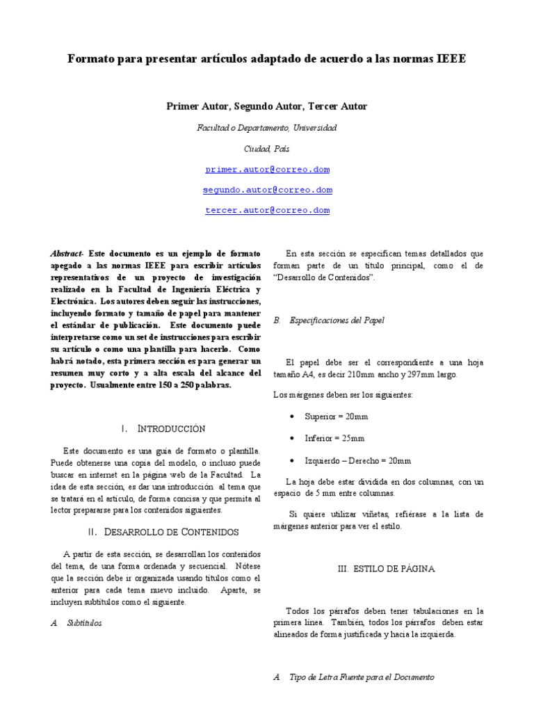 Formato para Papers Fiee | Descargar gratis PDF | Azul | Diseño gráfico