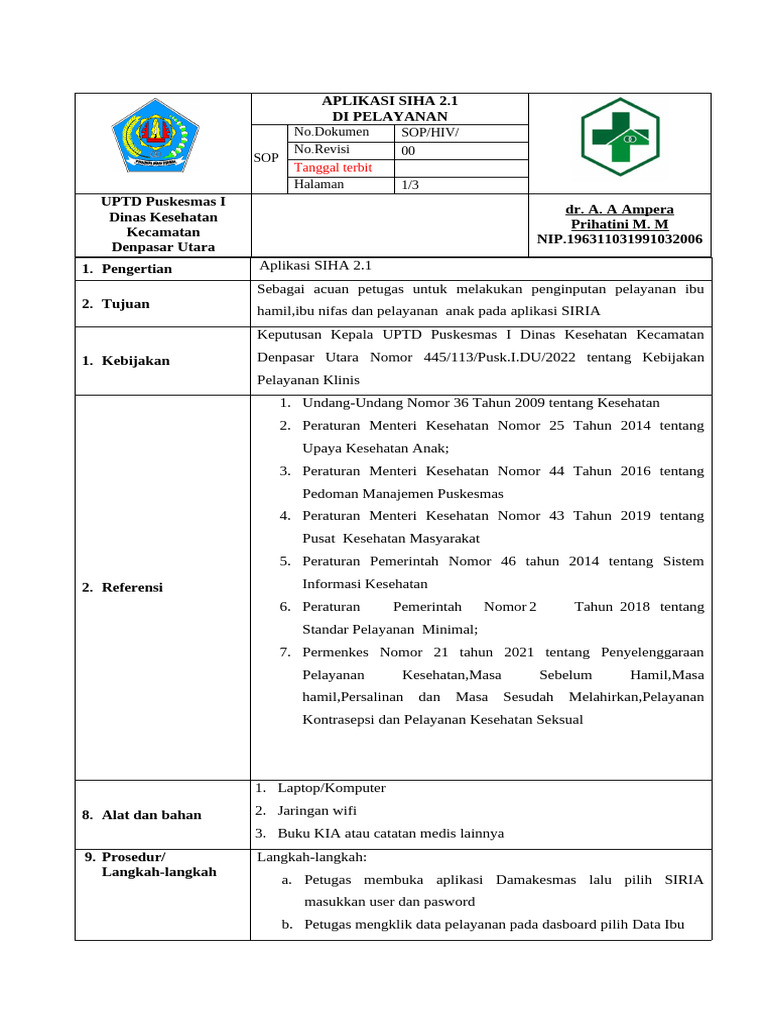 Panduan Aplikasi SIHA 2.1 untuk Pelayanan Kesehatan | PDF