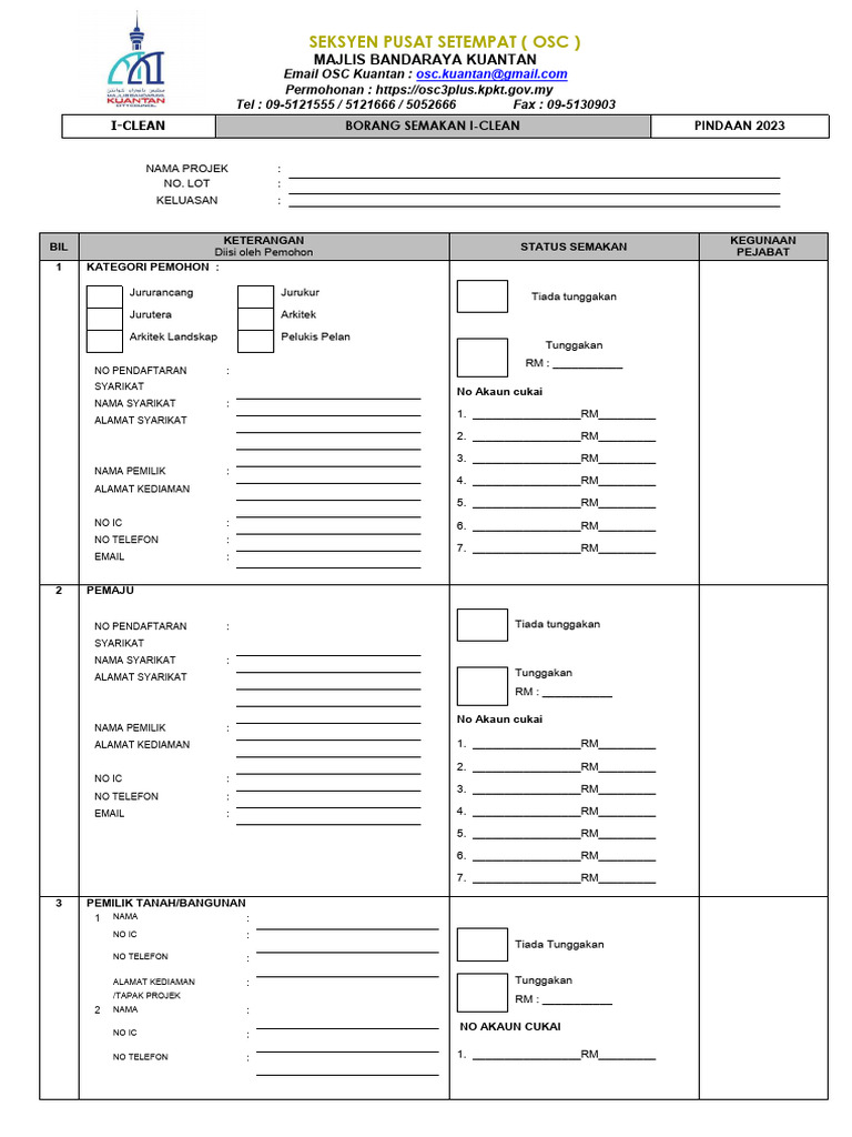 Borang Maklumat I Clean | PDF