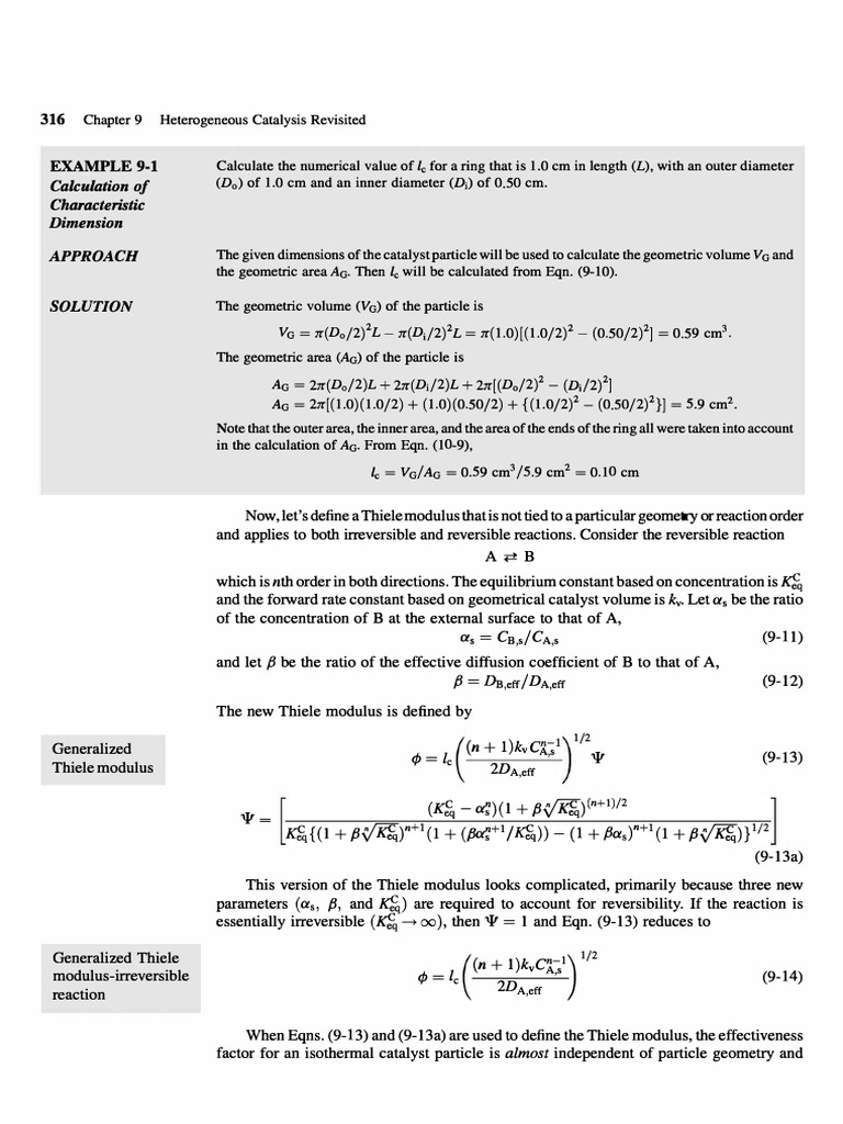 Thiele Modulus and Effectiveness Factor Calculation | PDF | Catalysis ...