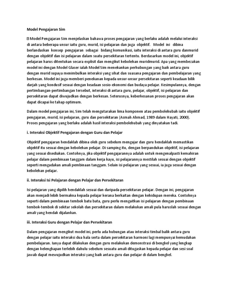 Model Pengajaran Sim | PDF