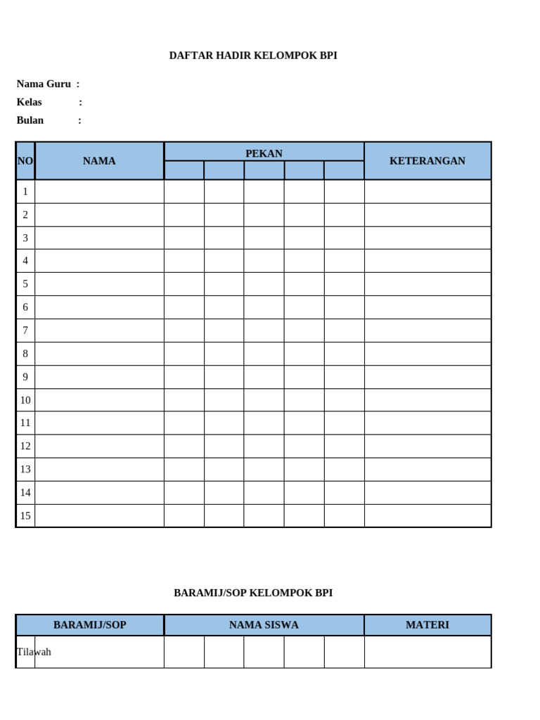 Absen Hadir Bpi | PDF