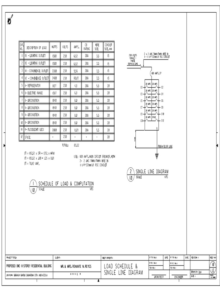 10 Load Schedule Single Diagram | PDF