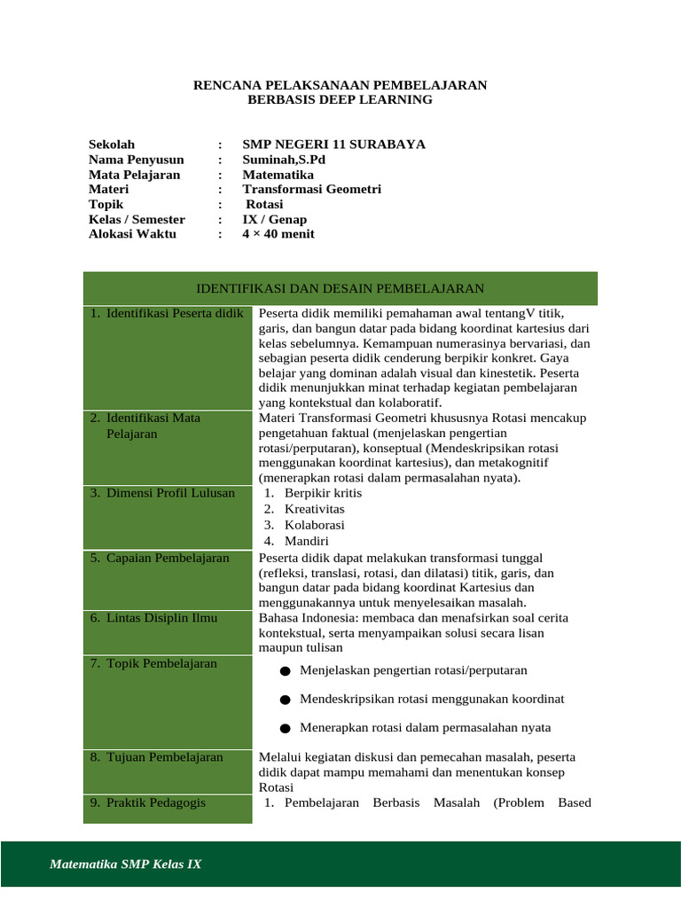 Hasil Rotasi Titik dalam Geometri | PDF