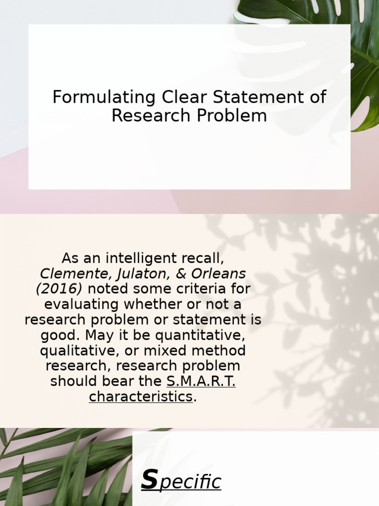 Formulating Clear Statement of Research Problem | PDF | Methodology ...