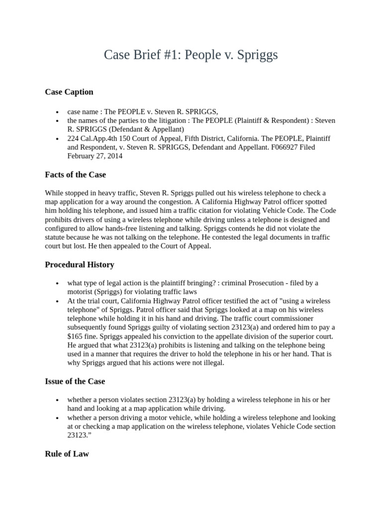 Case Brief | PDF | Lawsuit | Traffic