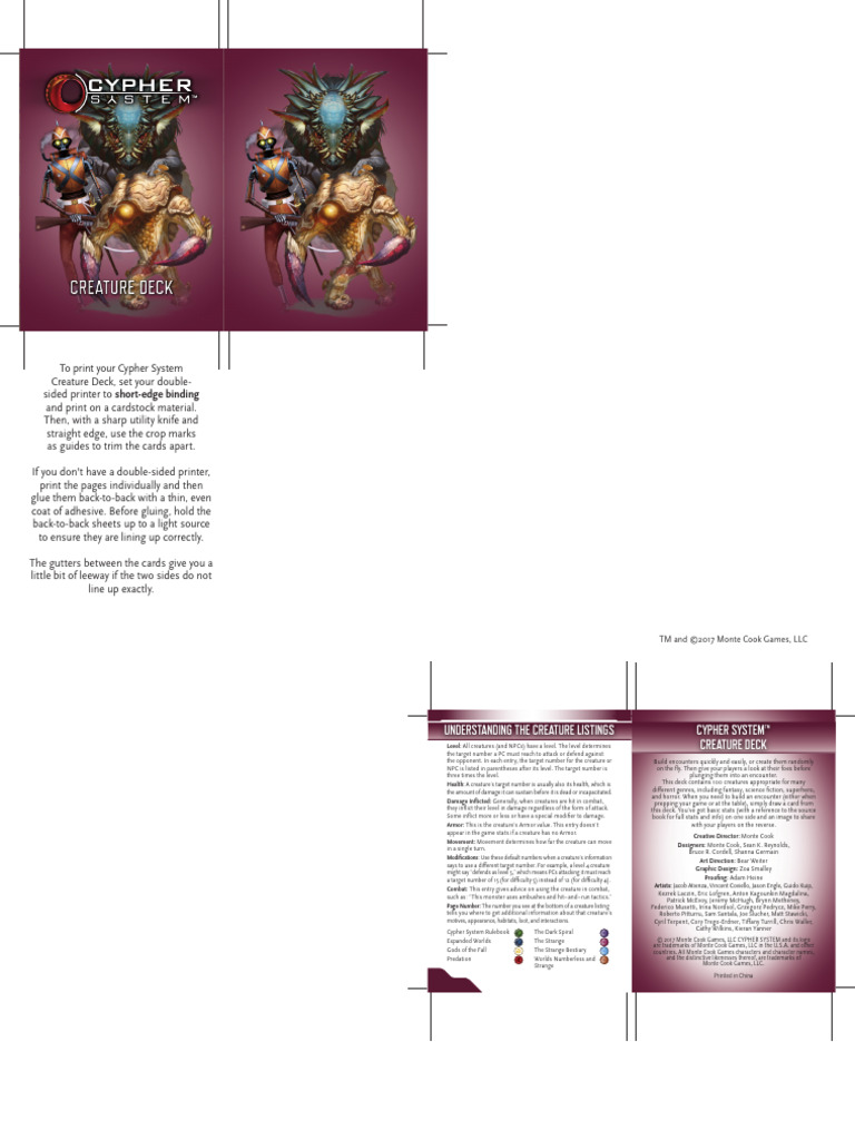 Cypher System Creature Deck | PDF | Fungus