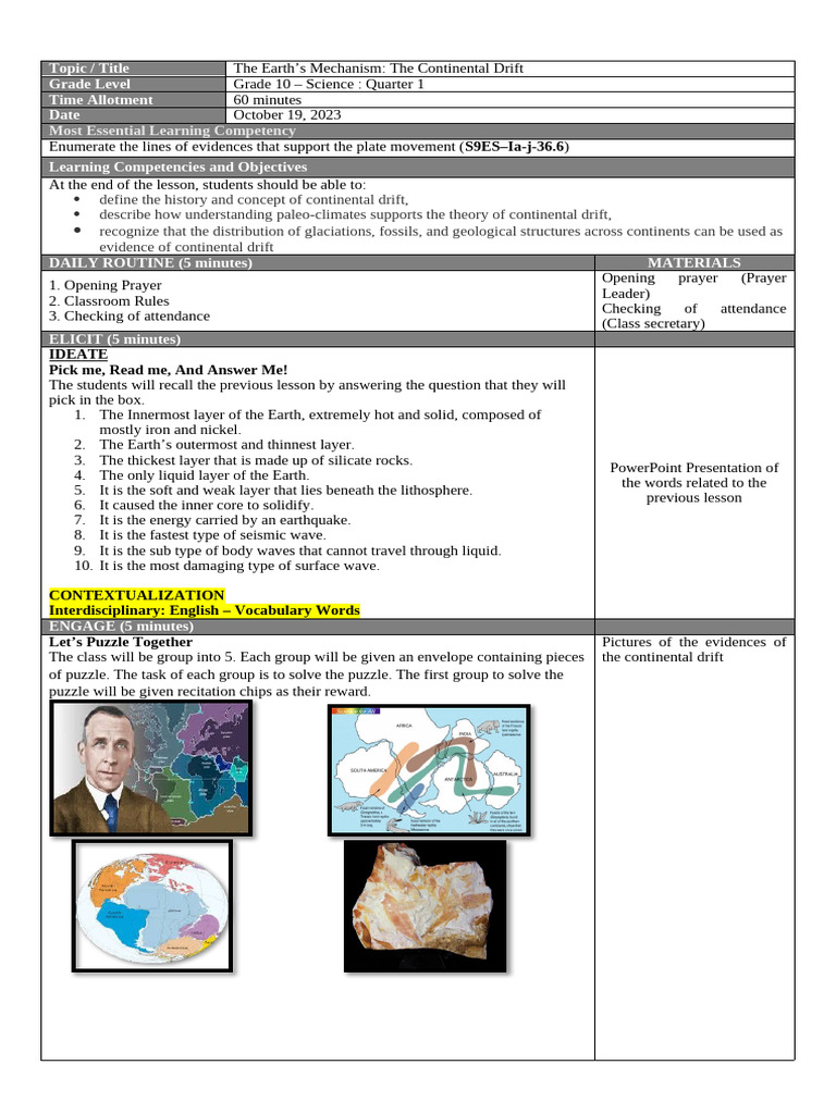 DLP-Continental Drift Theory | PDF | Plate Tectonics | Earth
