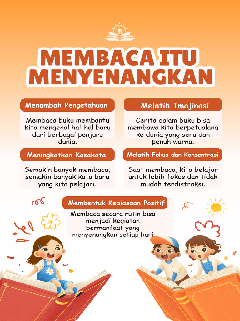Manfaat Membaca Poster Cokelat Oranye Ilustratif | PDF