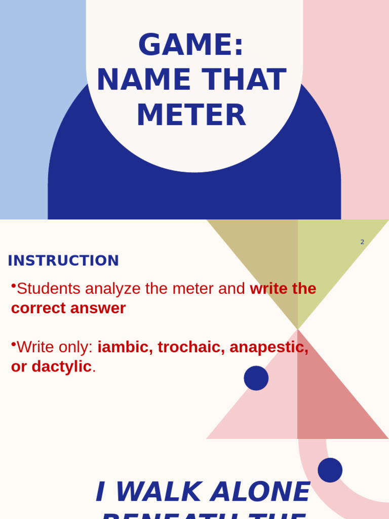 Identify Poetic Meter Activity | PDF