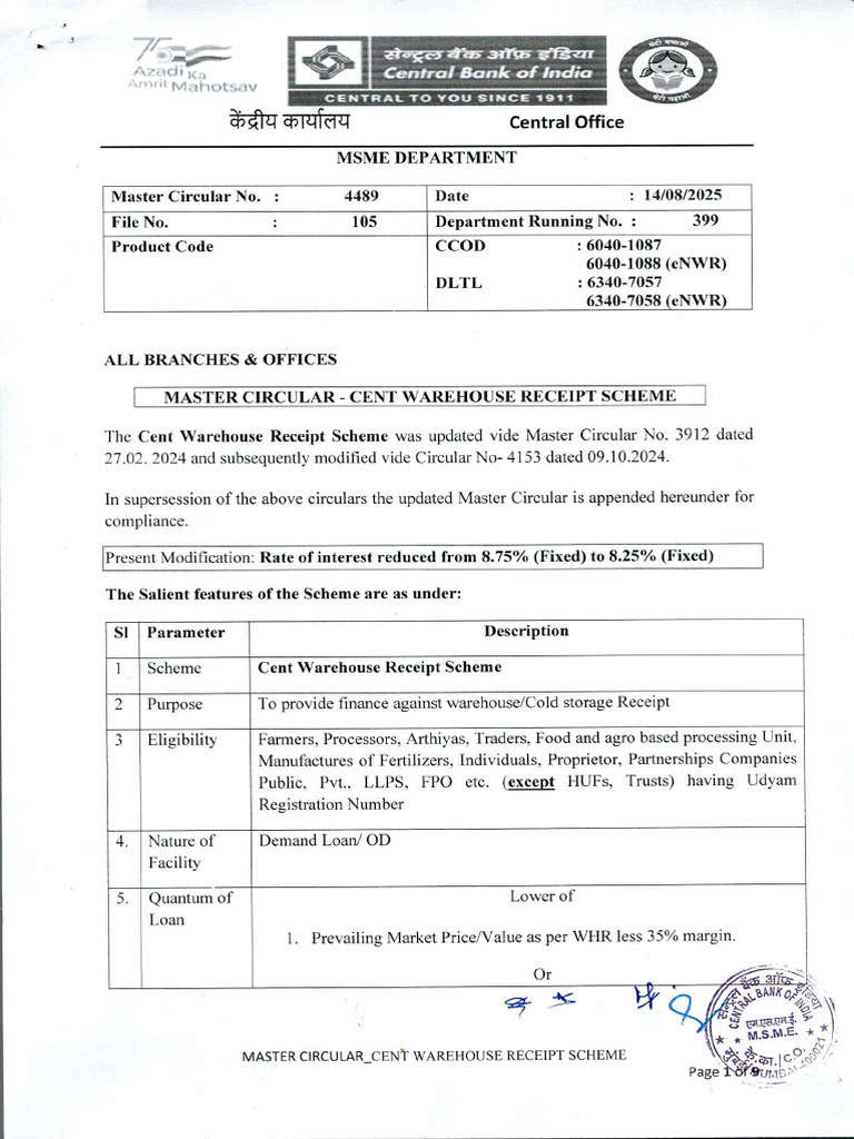 Master Circular No.-4489 Cent WHR Scheme | PDF