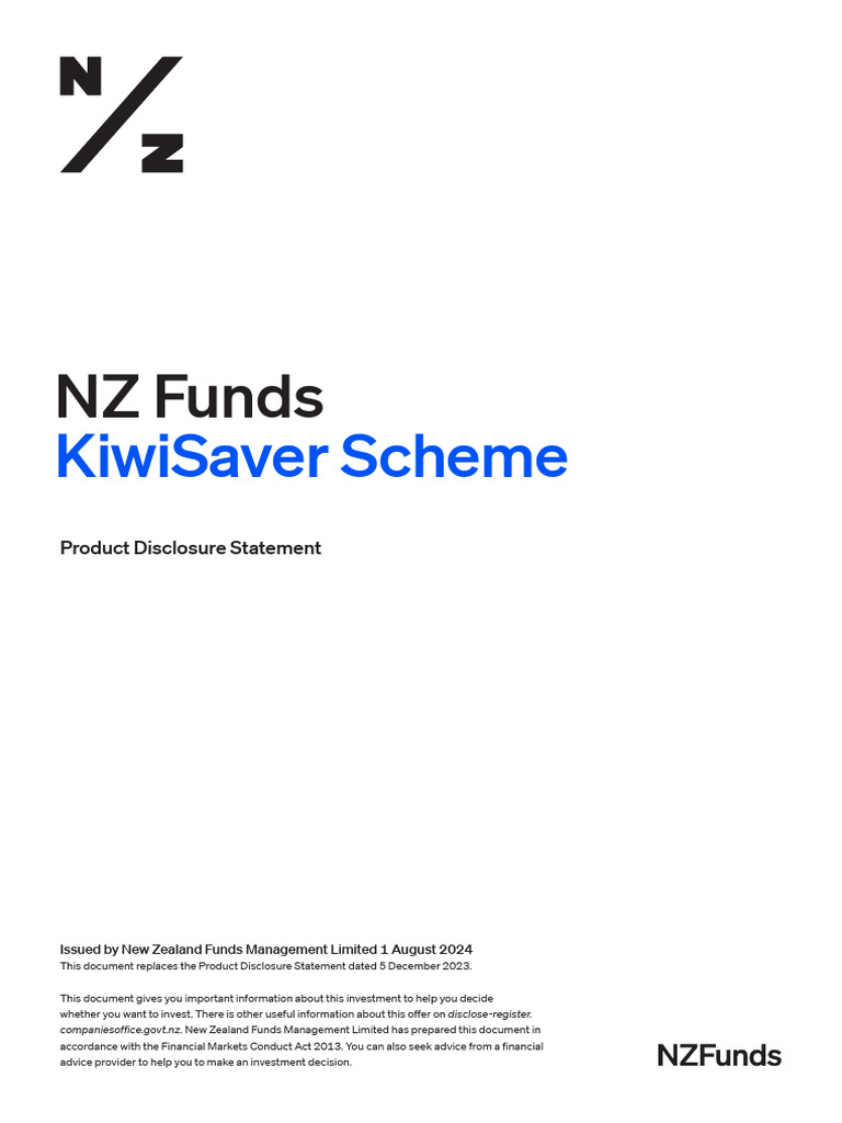 NZ Funds KiwiSaver PDS August 2024 | PDF | Derivative (Finance ...