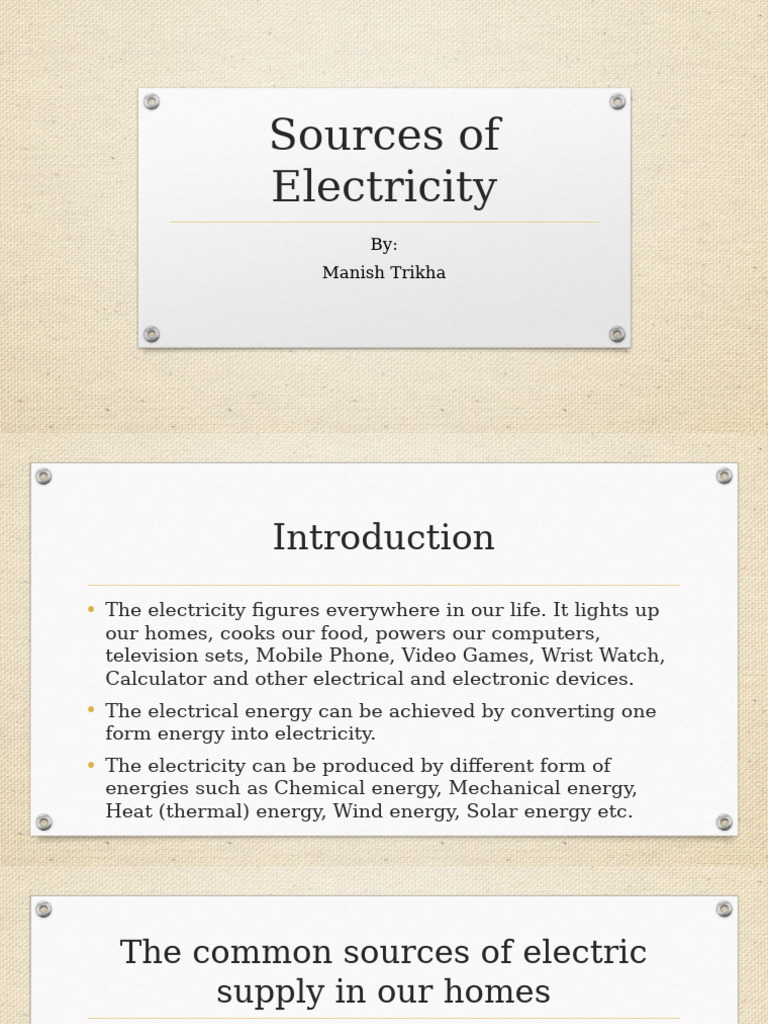 Sources of Electricity | PDF | Electric Power Distribution | Electricity
