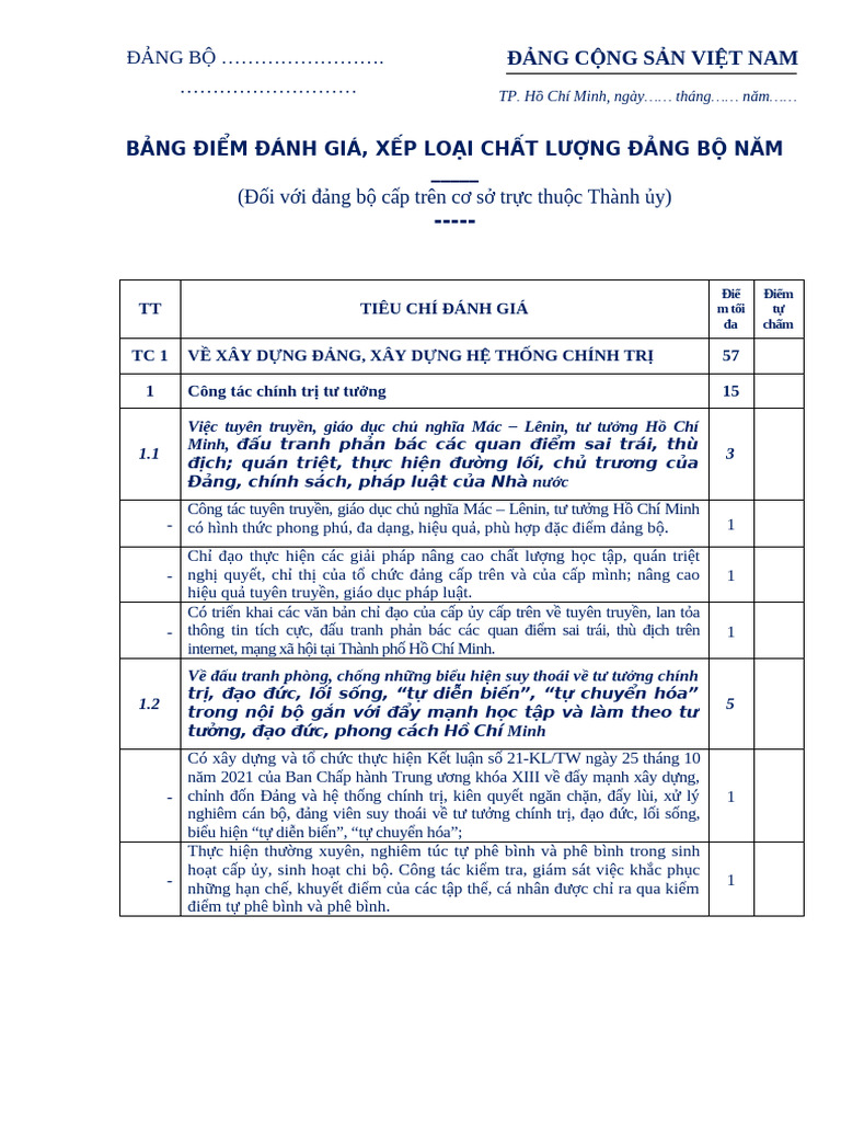 Bang Diem Cua Dang Bo Cap Tren CS | PDF