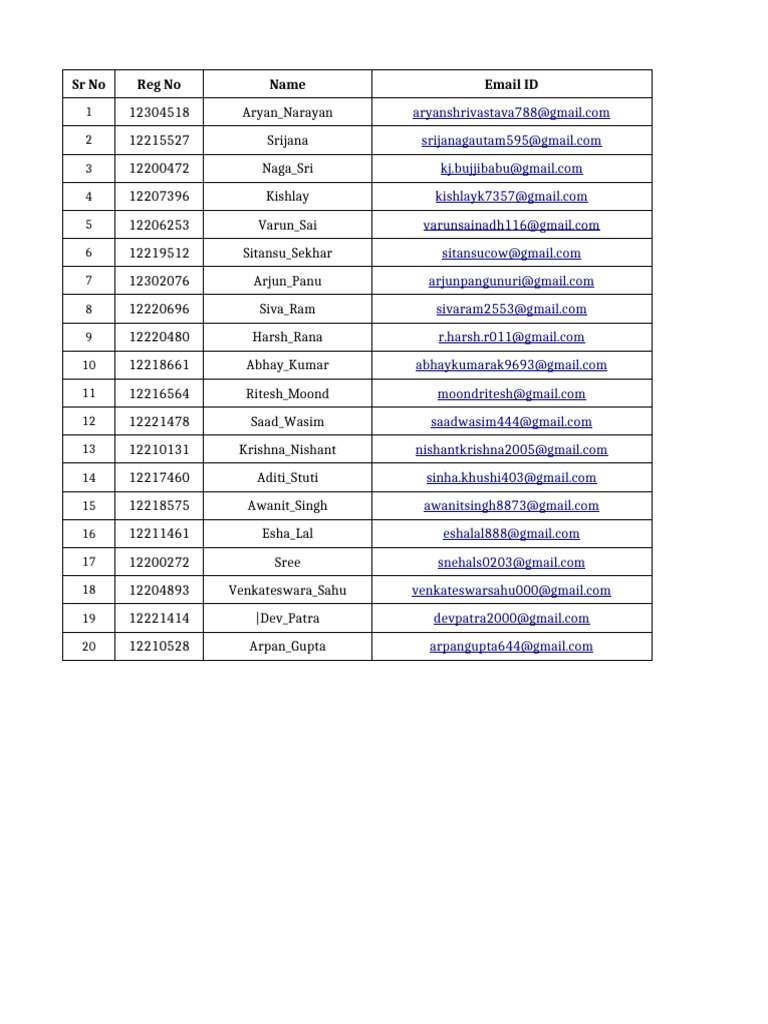 Student Contact Information List | PDF